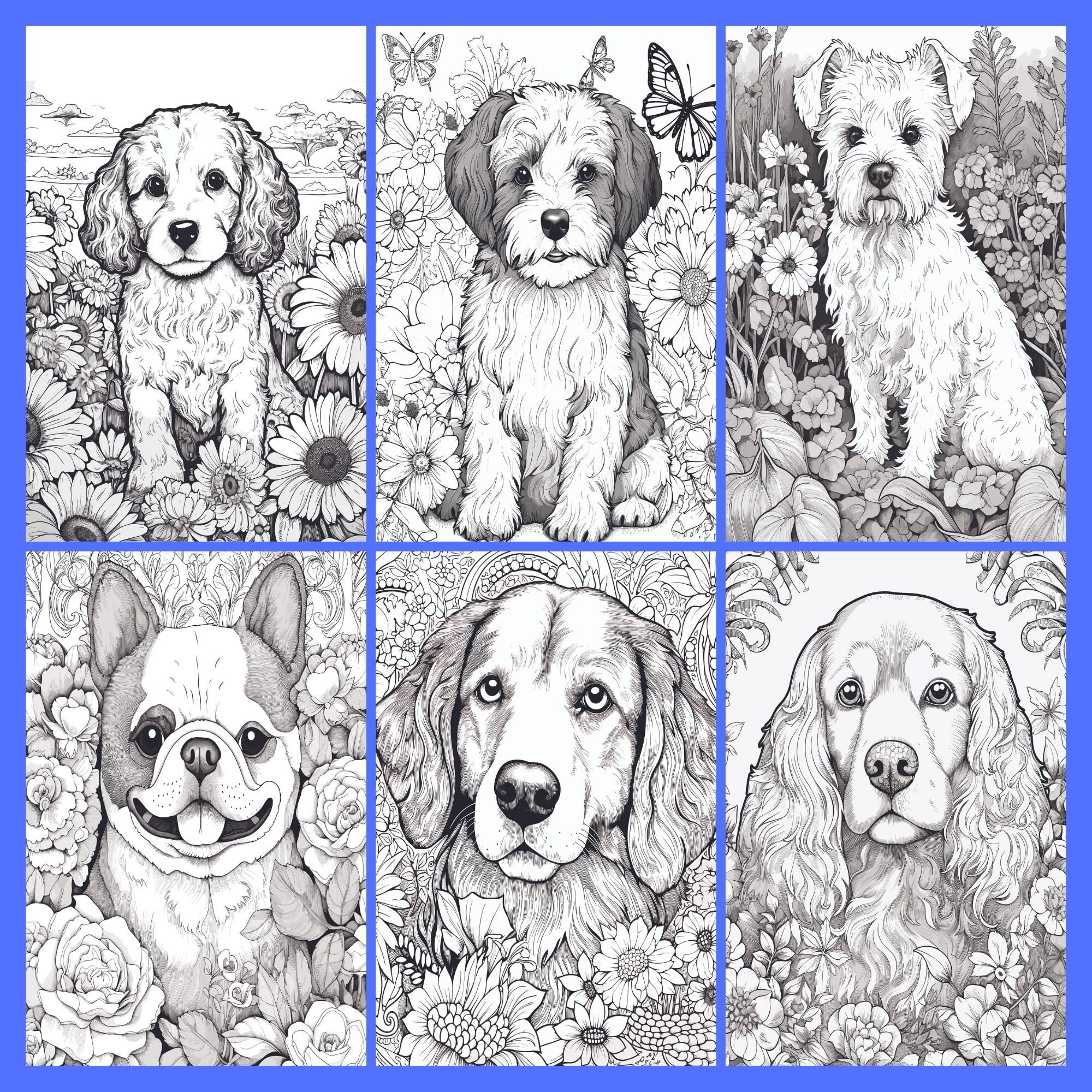 116 Dog Coloring Pages, Printable, Instant Download, Stress Relief ...