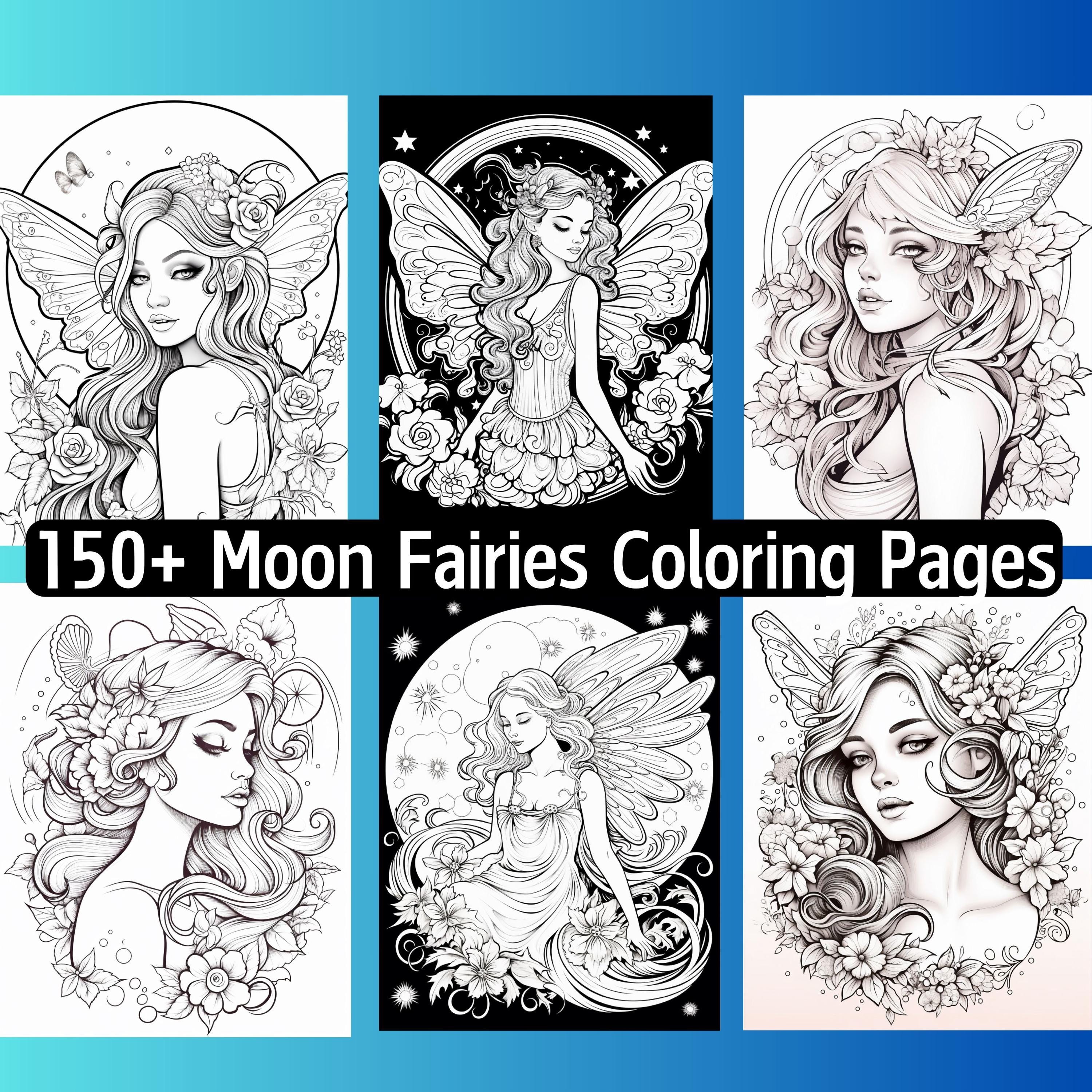 150+ Moon Fairies Coloring Pages, Printable, Instant, Digital, Download ...