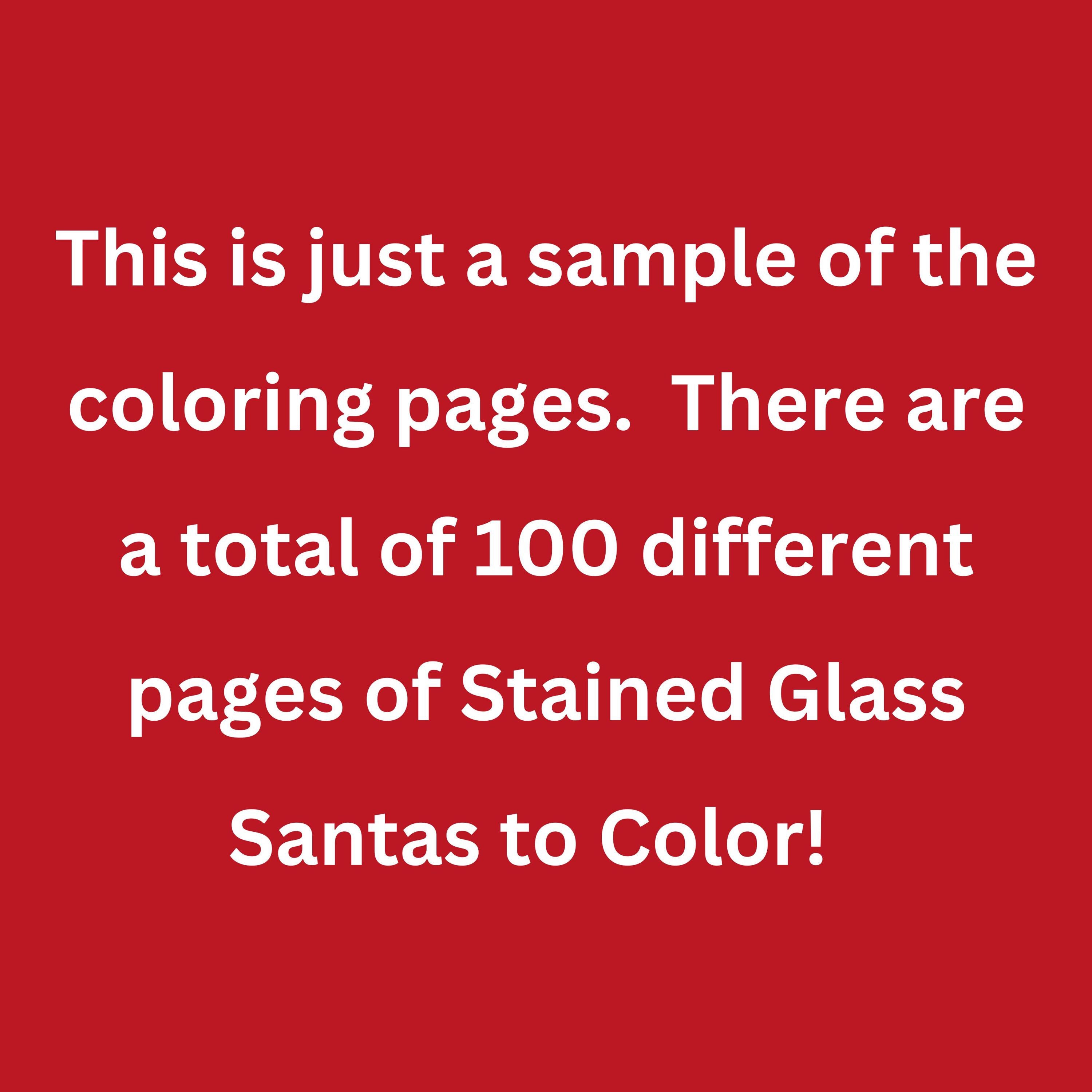 100 Stained Glass Santa Coloring Pages, Christmas Ornaments (digital ...