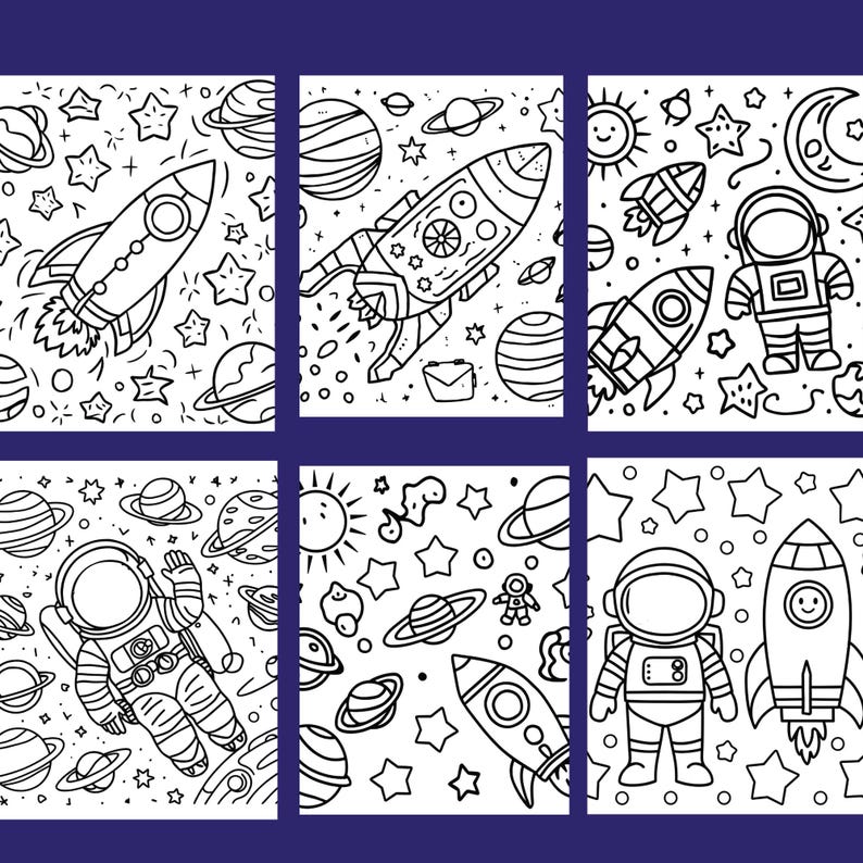 146 Outer Space Coloring Pages, Printable, Digital, Download, Paint ...