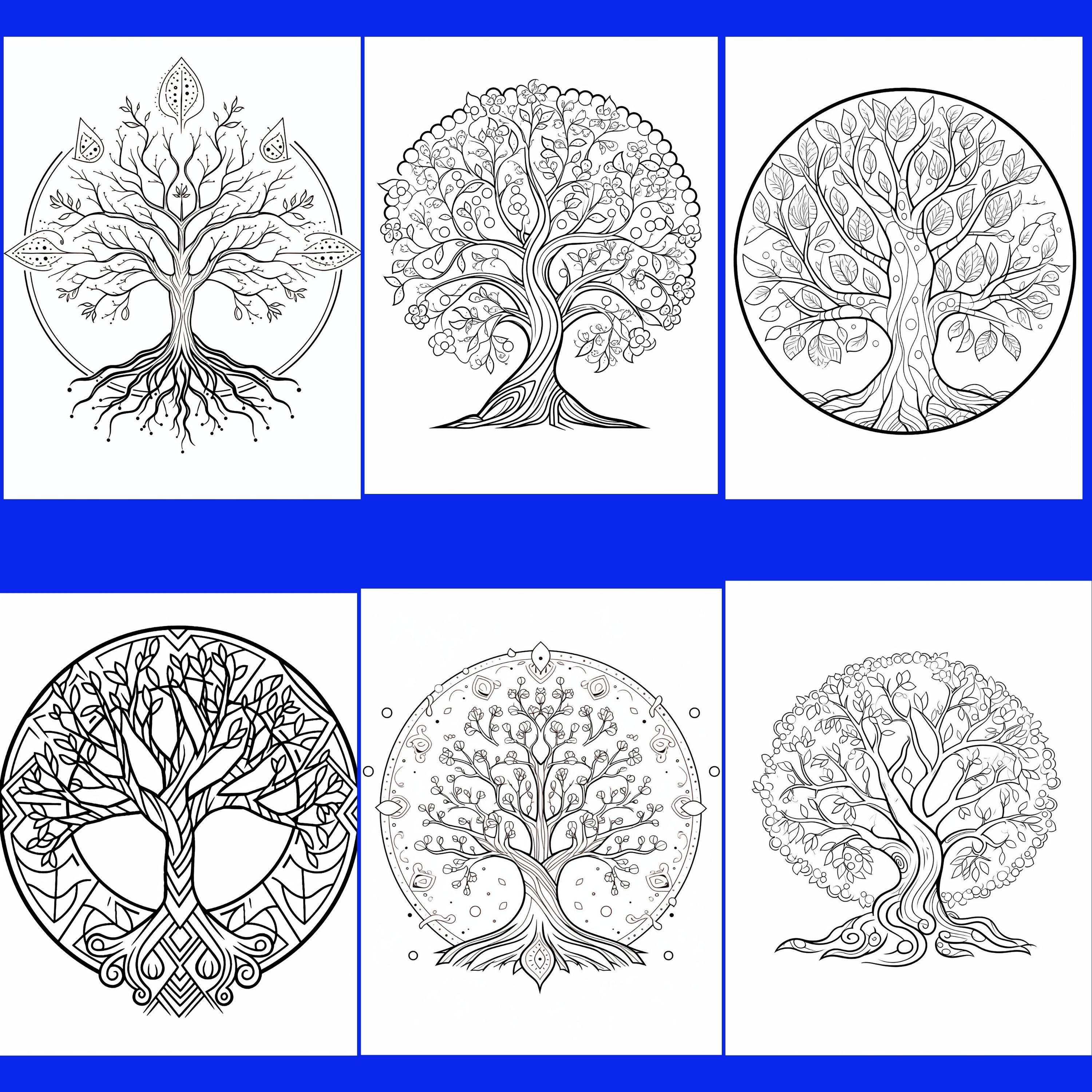 120 Mandala Trees Coloring Pages Book, Printable, Instant Download ...