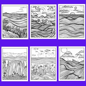 200 Ocean Waves Coloring Pages, Printable, Instant Download, Stress ...