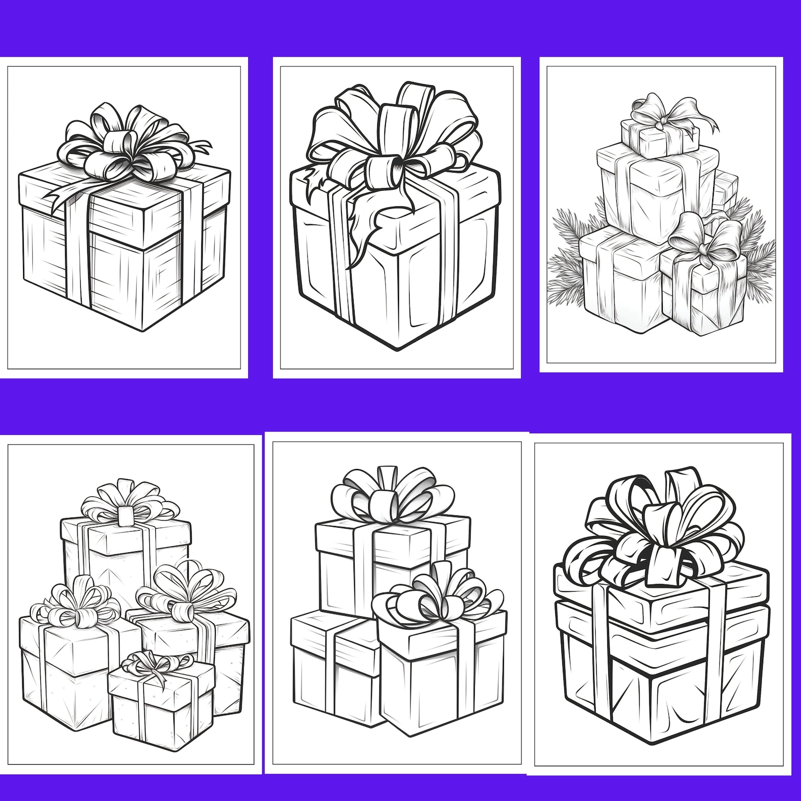 200 Christmas Gifts Coloring Pages, Holiday Ornaments (digital Download ...