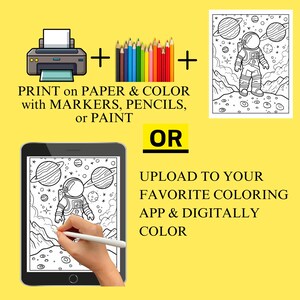 146 Outer Space Coloring Pages, Printable, Digital, Download, Paint ...