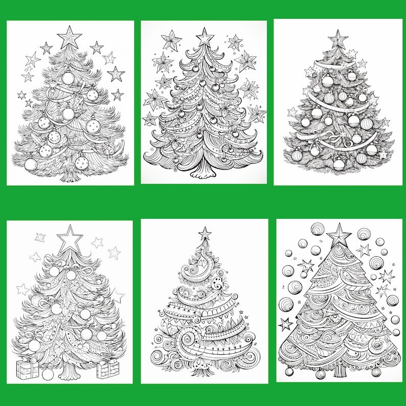 200 Christmas Tree Coloring Pages, Printable, Instant Digital Download ...