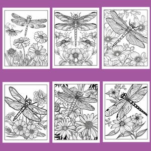 100 Dragonfly Coloring Pages, Printable, Instant Download, Stress ...