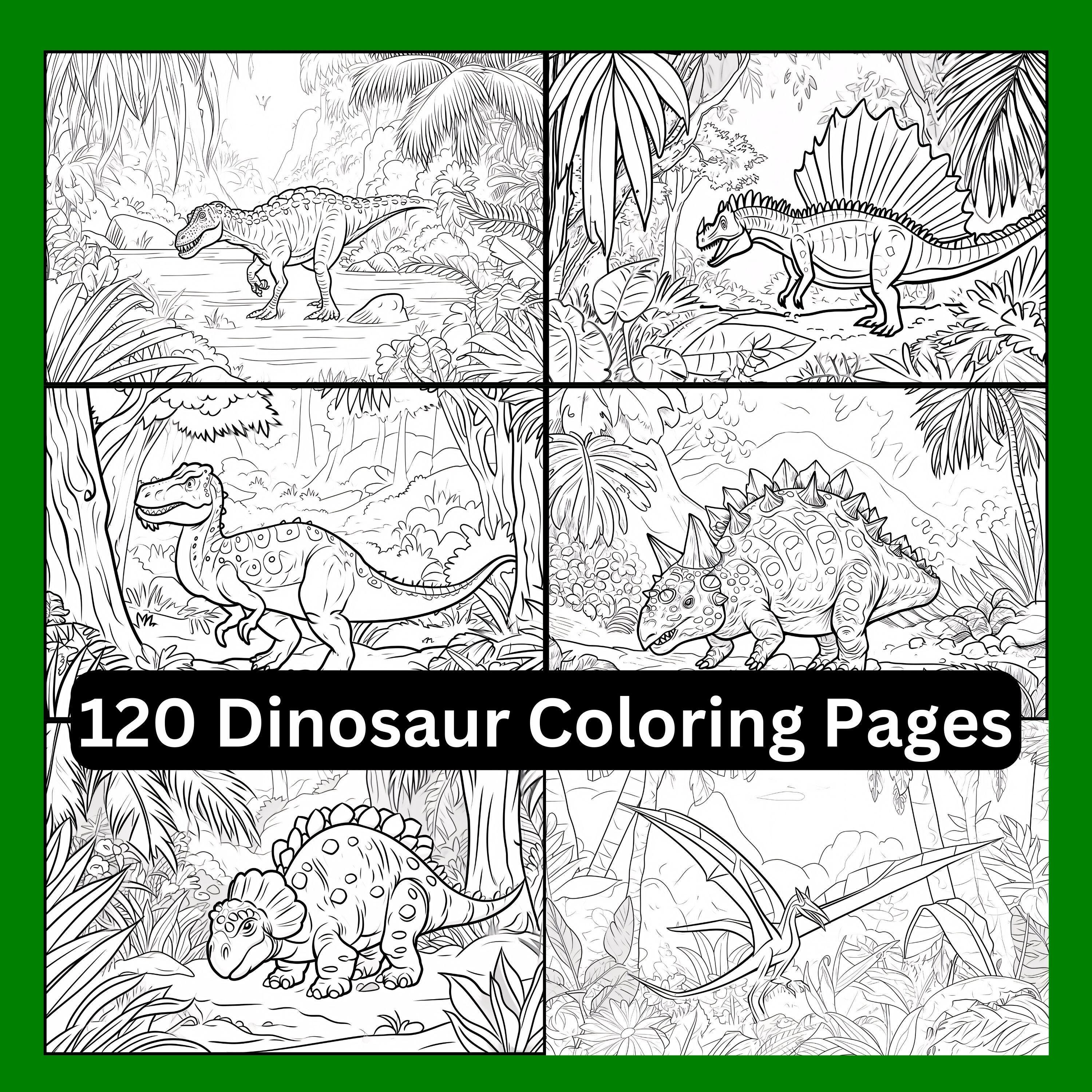 120 Dinosaur Coloring Pages, Instant Printable Digital Download ...
