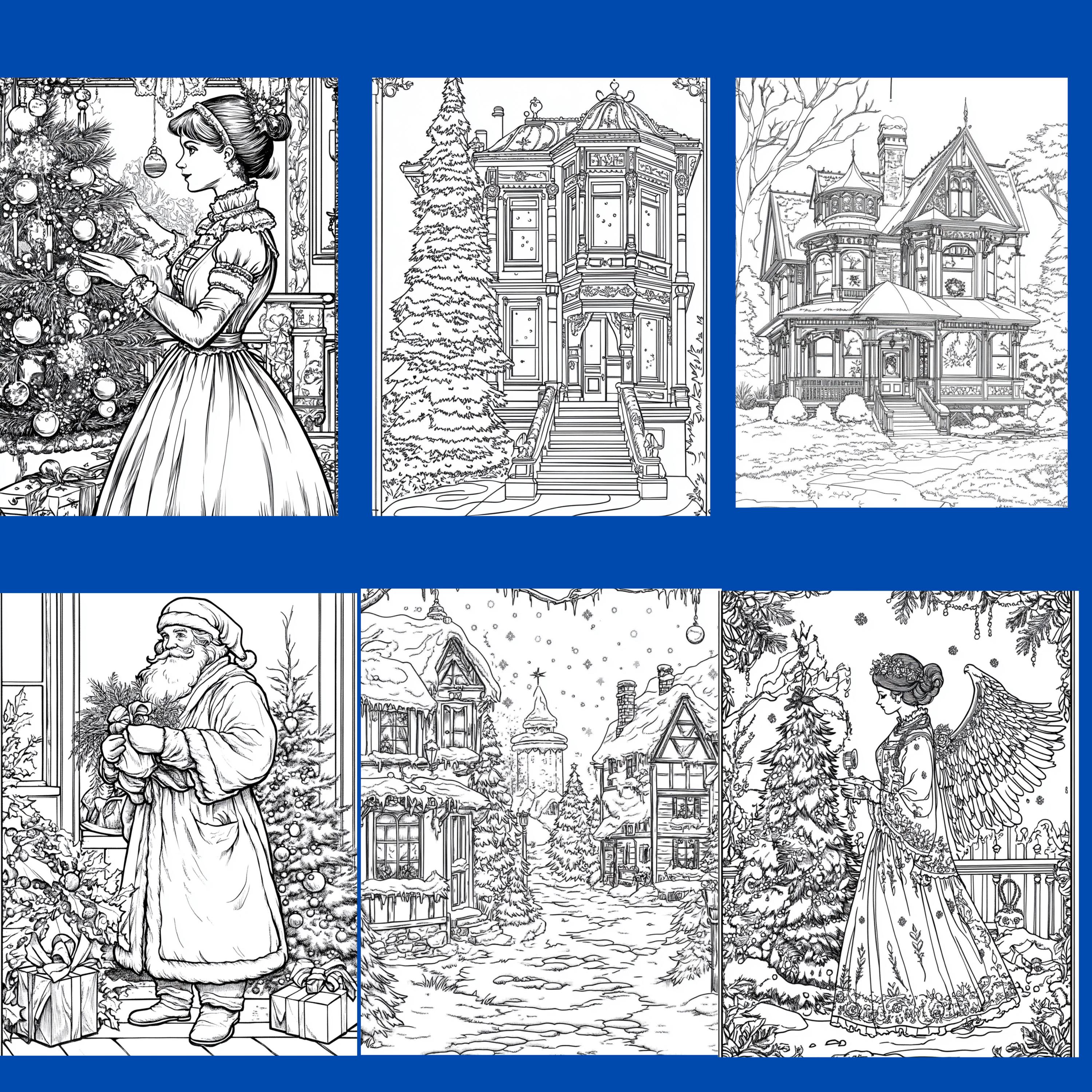 100 Victorian Christmas Coloring Pages, Book, Printable, Instant ...