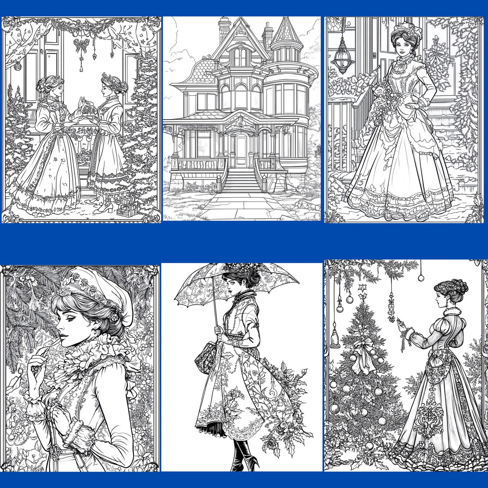 100 Victorian Christmas Coloring Pages, Kids & Adults (digital Download ...