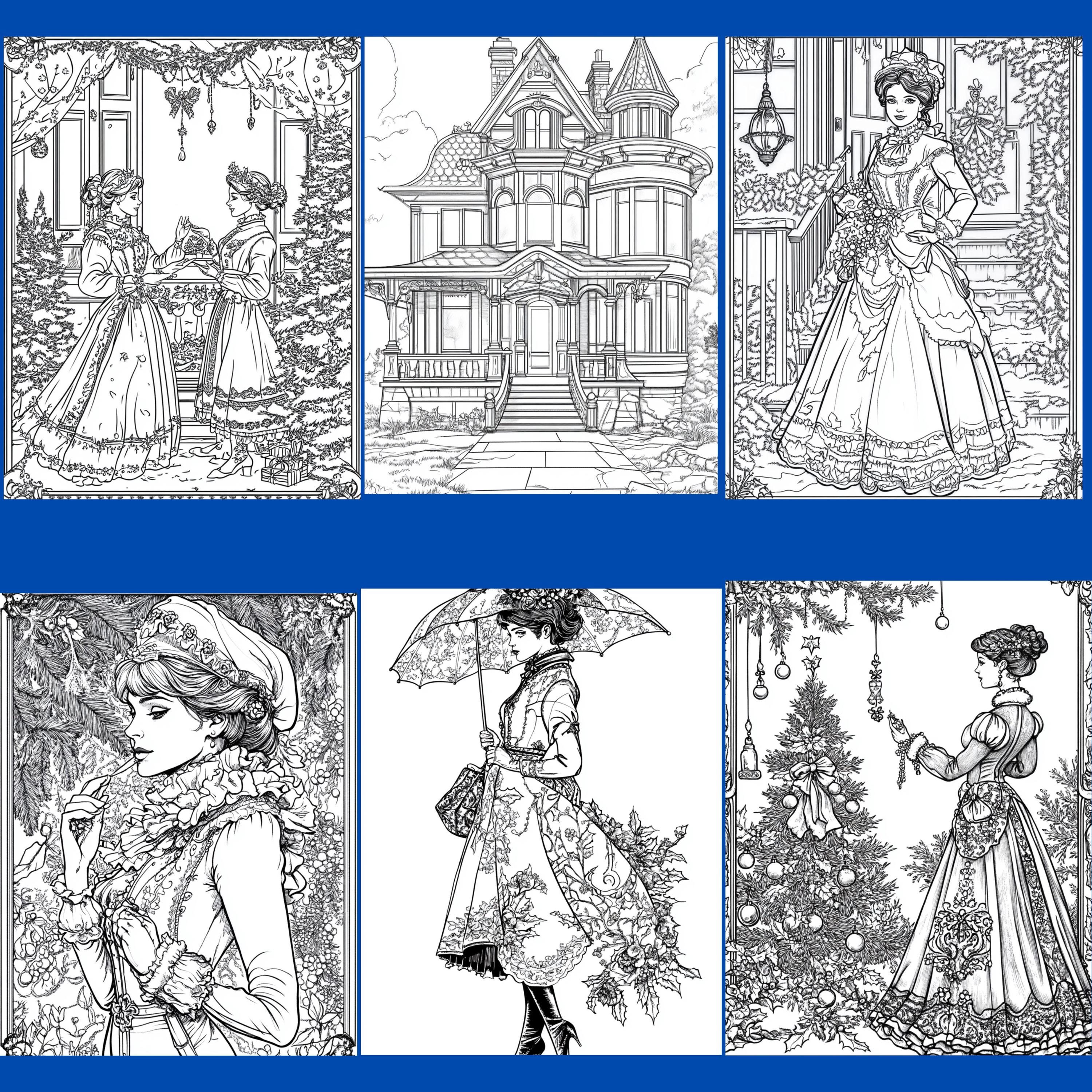 100 Victorian Christmas Coloring Pages, Book, Printable, Instant ...