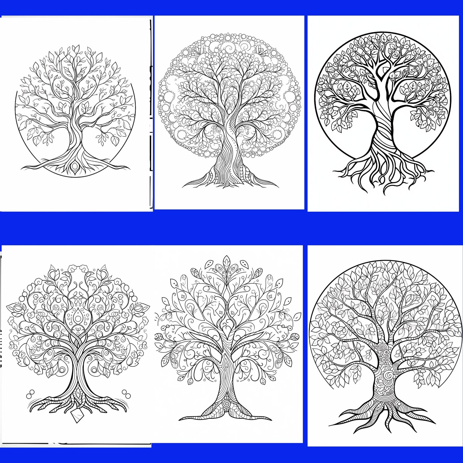 120 Mandala Trees Coloring Pages Book, Printable, Instant Download ...