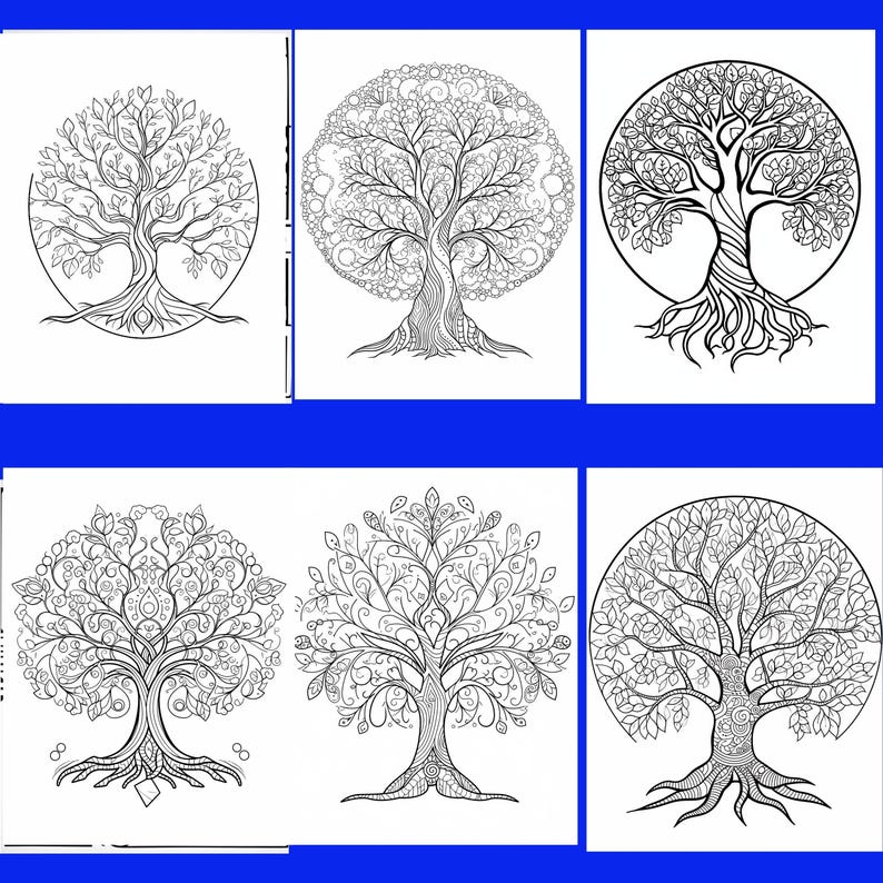 120 Mandala Trees Coloring Pages Book, Printable, Instant Download ...