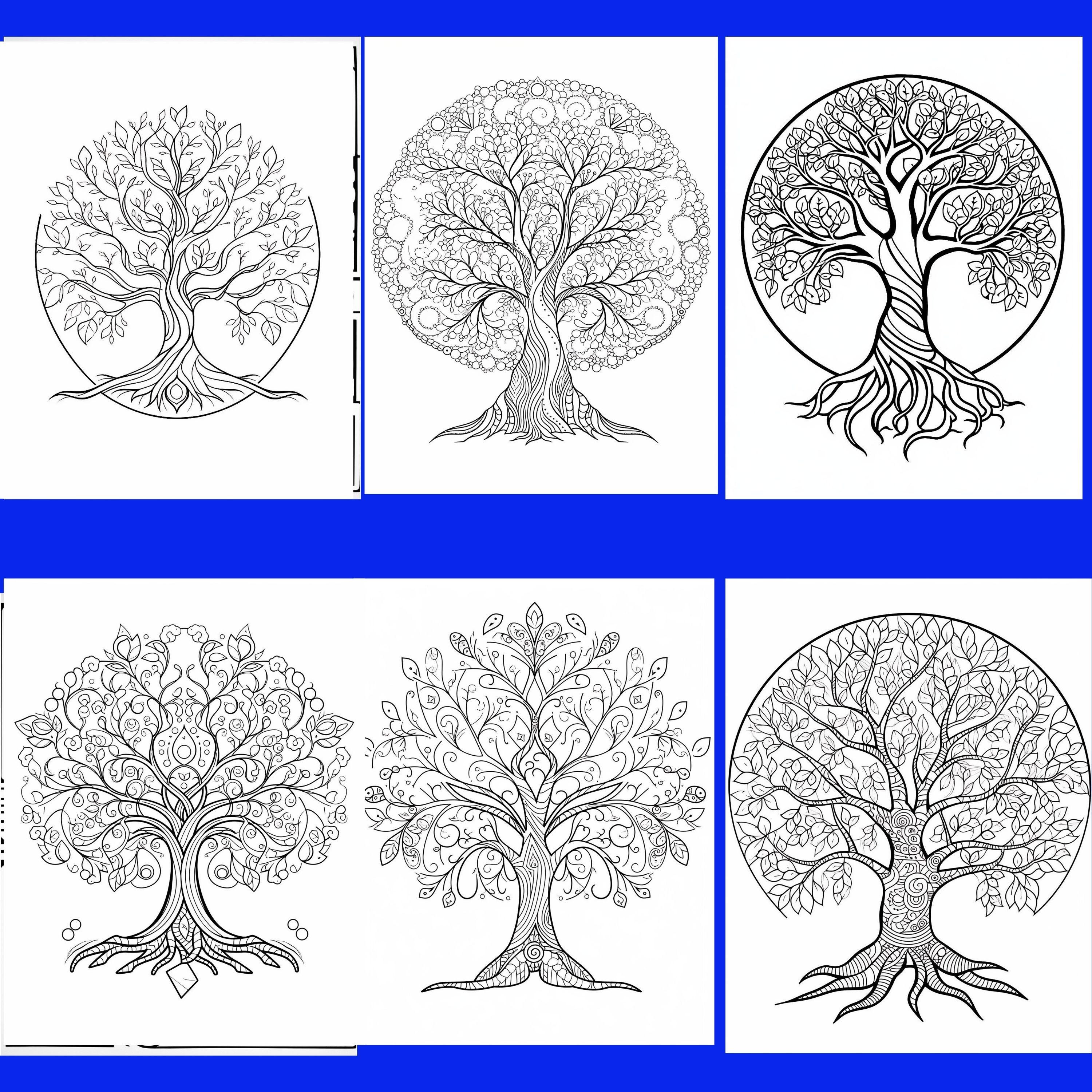 120 Mandala Trees Coloring Pages Book, Printable, Instant Download ...