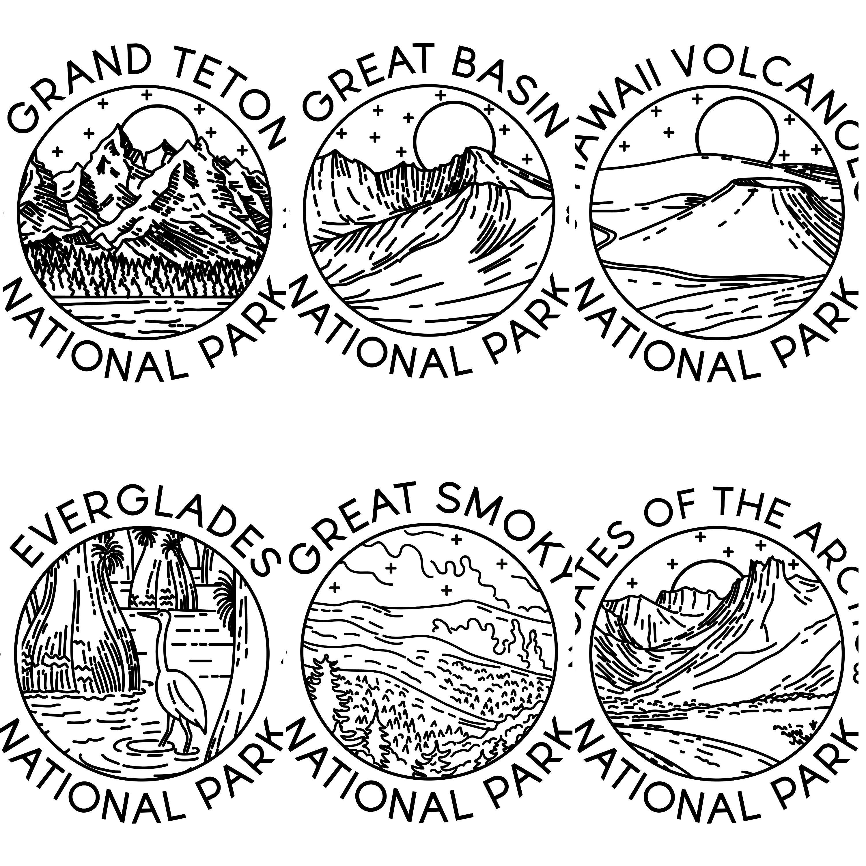 63 US National Parks Coloring Pages, Printable, Instant Digital ...