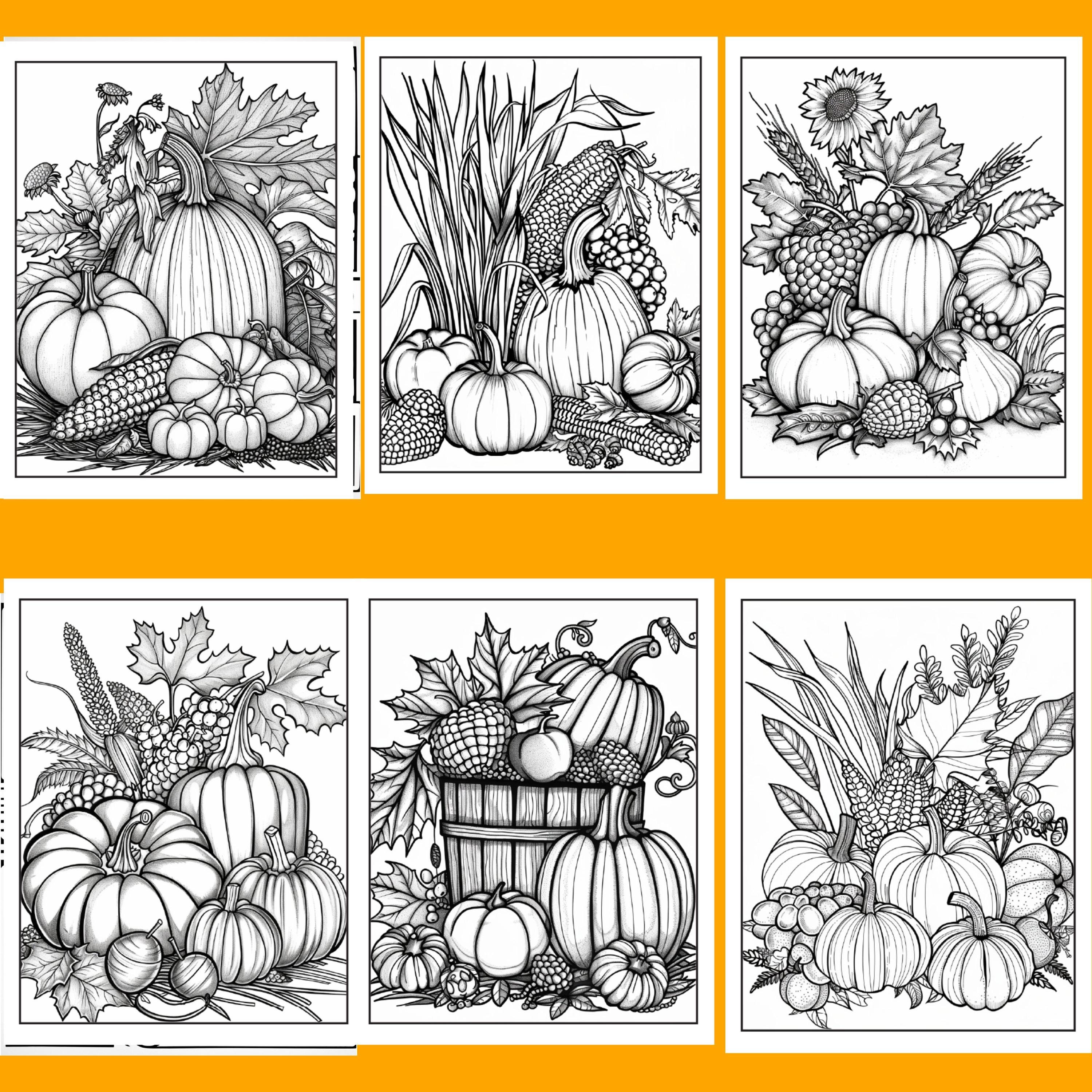 200 Autumn Harvest Coloring Pages, Printable, Instant Download, Stress ...