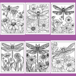 100 Dragonfly Coloring Pages, Printable, Instant Download, Stress ...