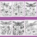 100 Dragonfly Coloring Pages, Printable, Instant Download, Stress ...
