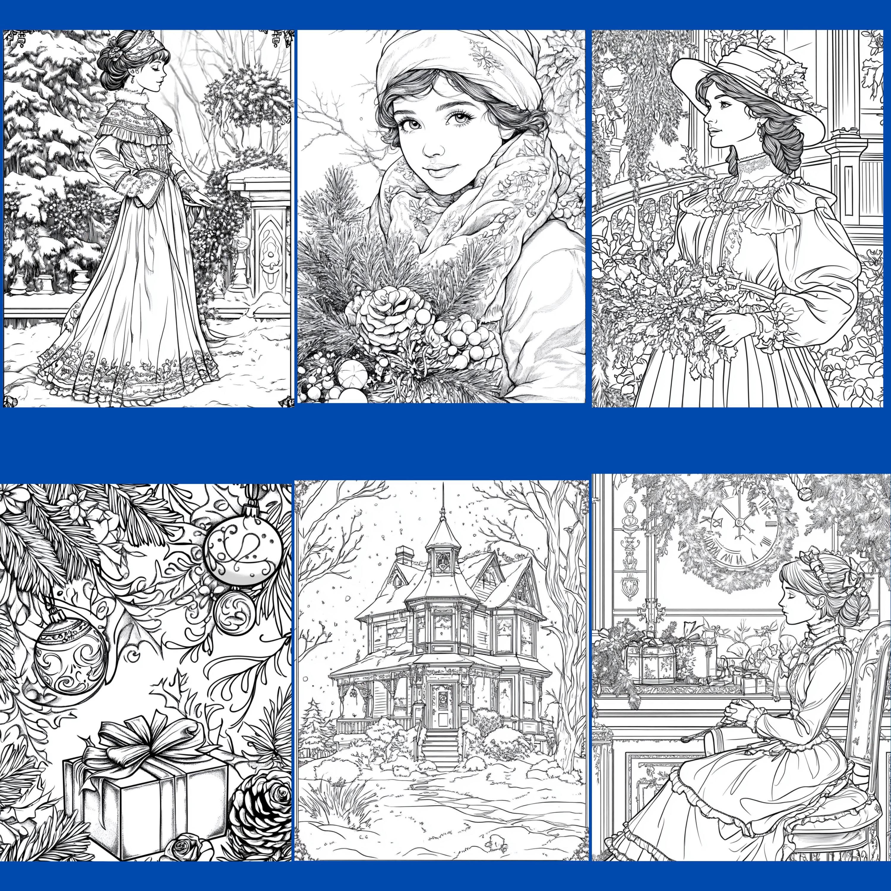 100 Victorian Christmas Coloring Pages, Book, Printable, Instant ...