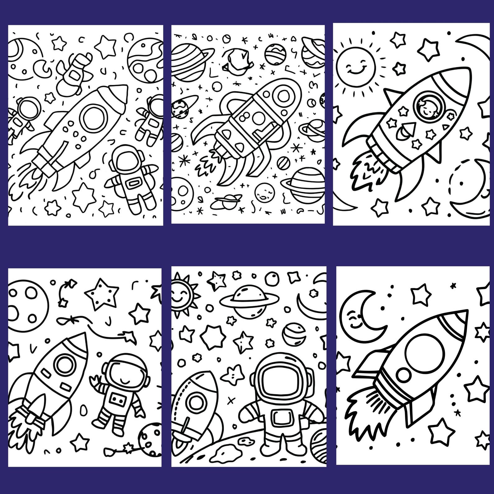 146 Outer Space Coloring Pages, Printable, Digital, Download, Paint ...