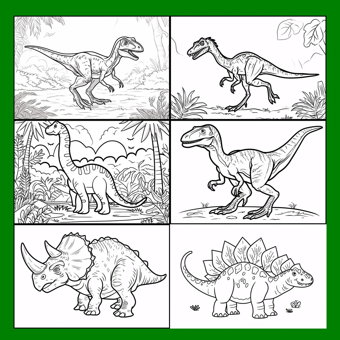 120 Dinosaur Coloring Pages, Instant Printable Digital Download ...