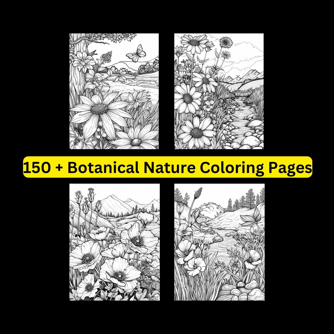 150+ Botanical Coloring Pages, Nature Scenes (digital Download) - Etsy