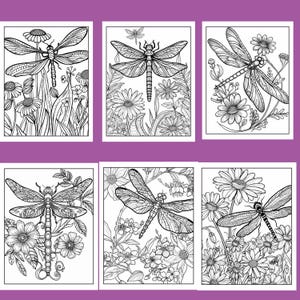 100 Dragonfly Coloring Pages, Printable, Instant Download, Stress ...