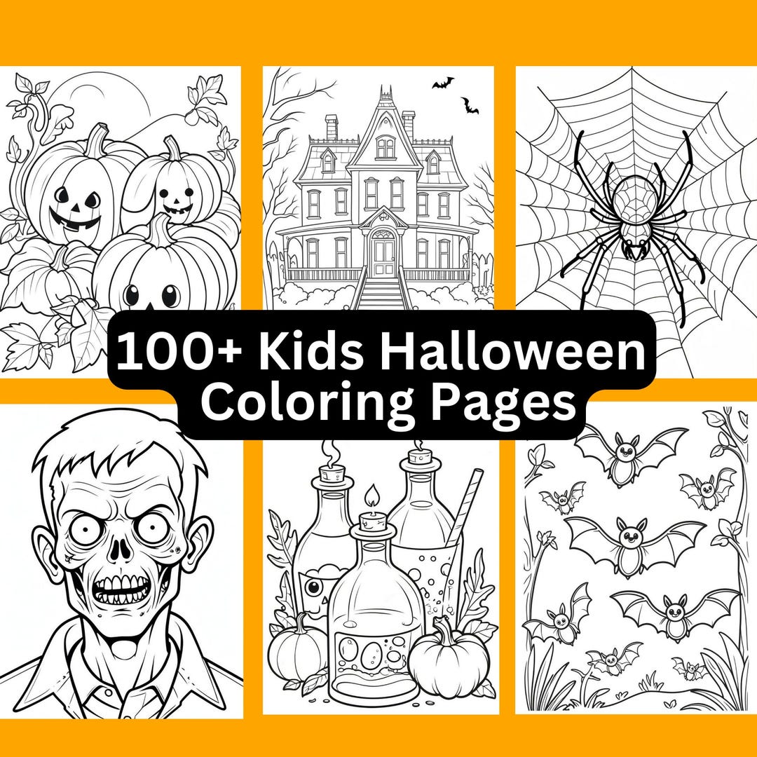 100+ Kids Halloween Coloring Pages, Printable, Instant Download, Stress ...