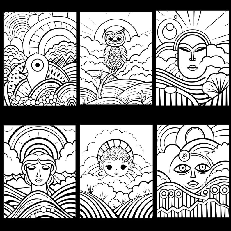 126 Bold & Easy Coloring Pages, Printable, Instant Digital Download ...