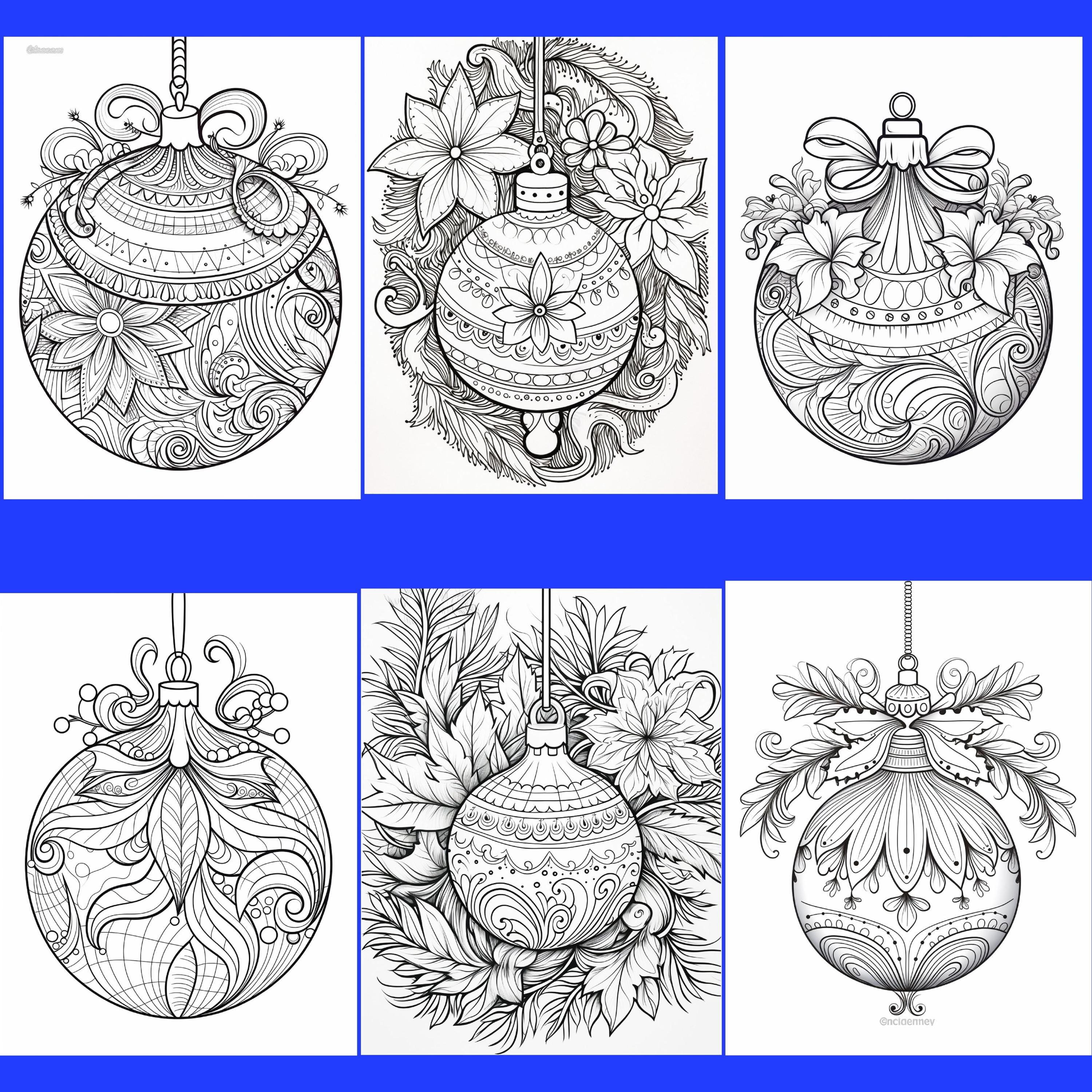 200 Christmas Ornaments Coloring Pages, Kids & Adults (digital Download ...