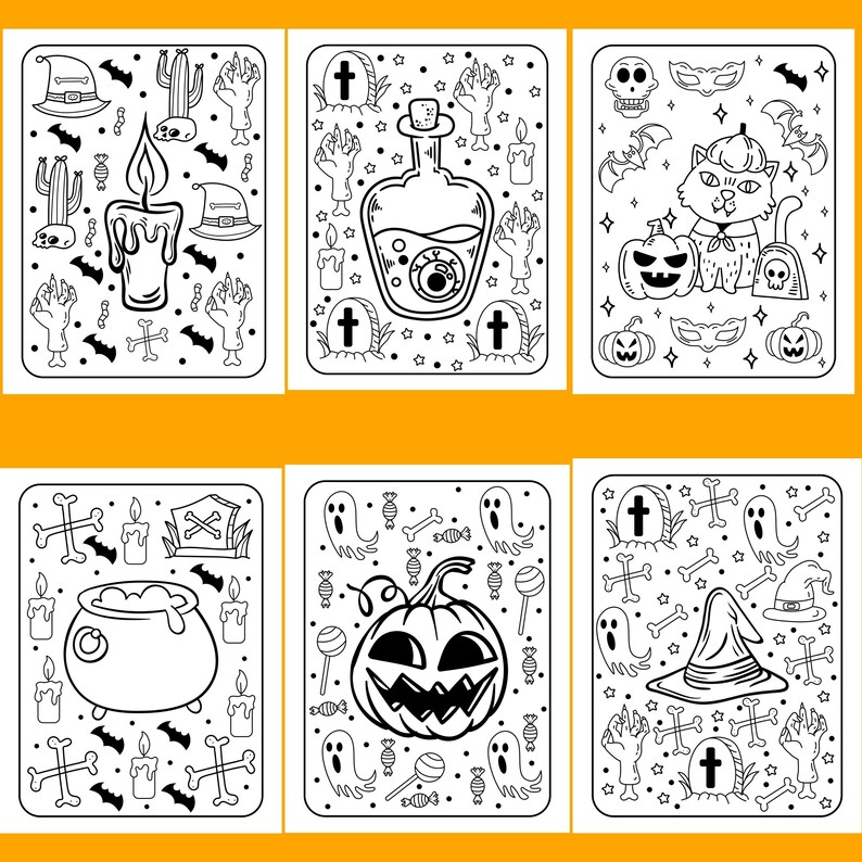 107 Cute Halloween Coloring Pages, Printable, Instant Download, Stress ...