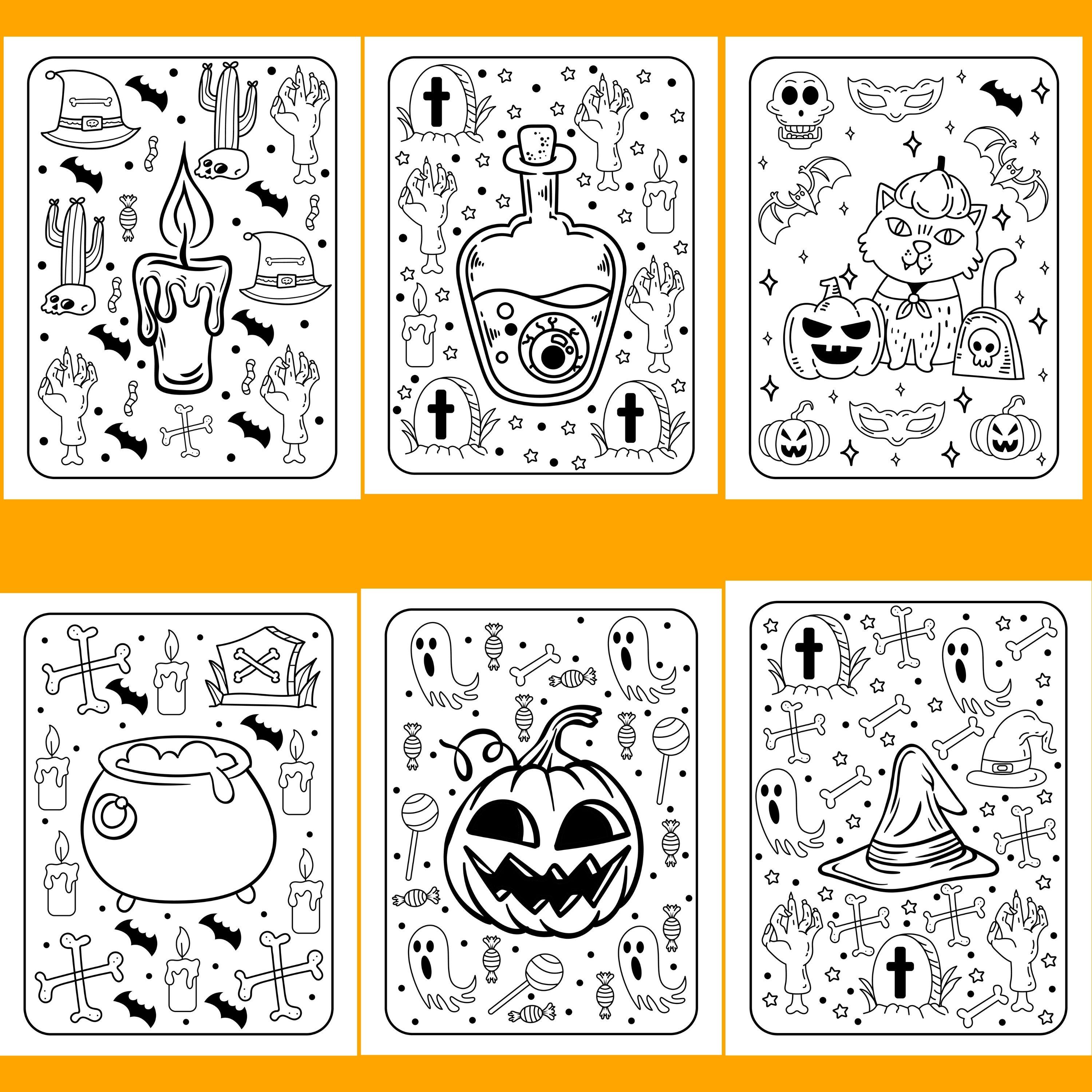 107 Cute Halloween Coloring Pages, Printable, Instant Download, Stress ...