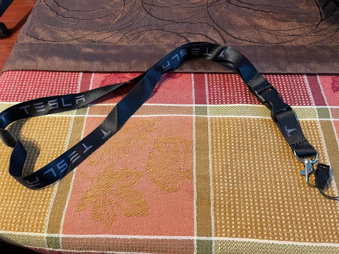 TESLA Logo Emblem Nameplate Black Lanyard for Keys ID Card Badge ...