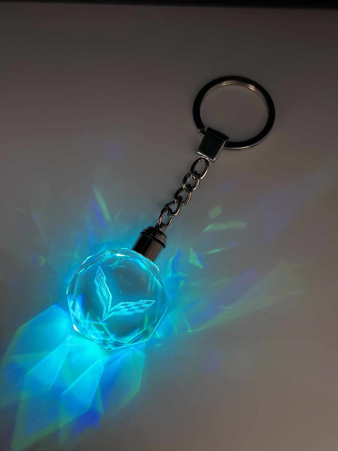 Corvette Logo LED Crystal Light Keychain Cute Gift for Car - Etsy
