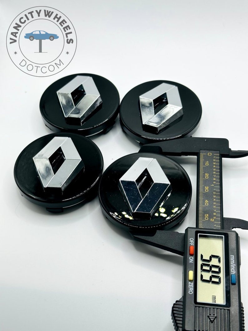 Set of 4 Black/silver Renault Alloy Wheel Center Caps 59mm, Black ...