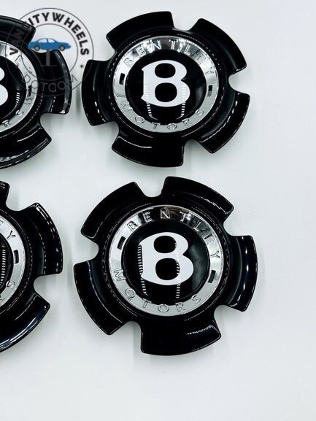 Bentley Wheel Center Caps Luxury Gloss Black/chrome Finish set of 4 ...