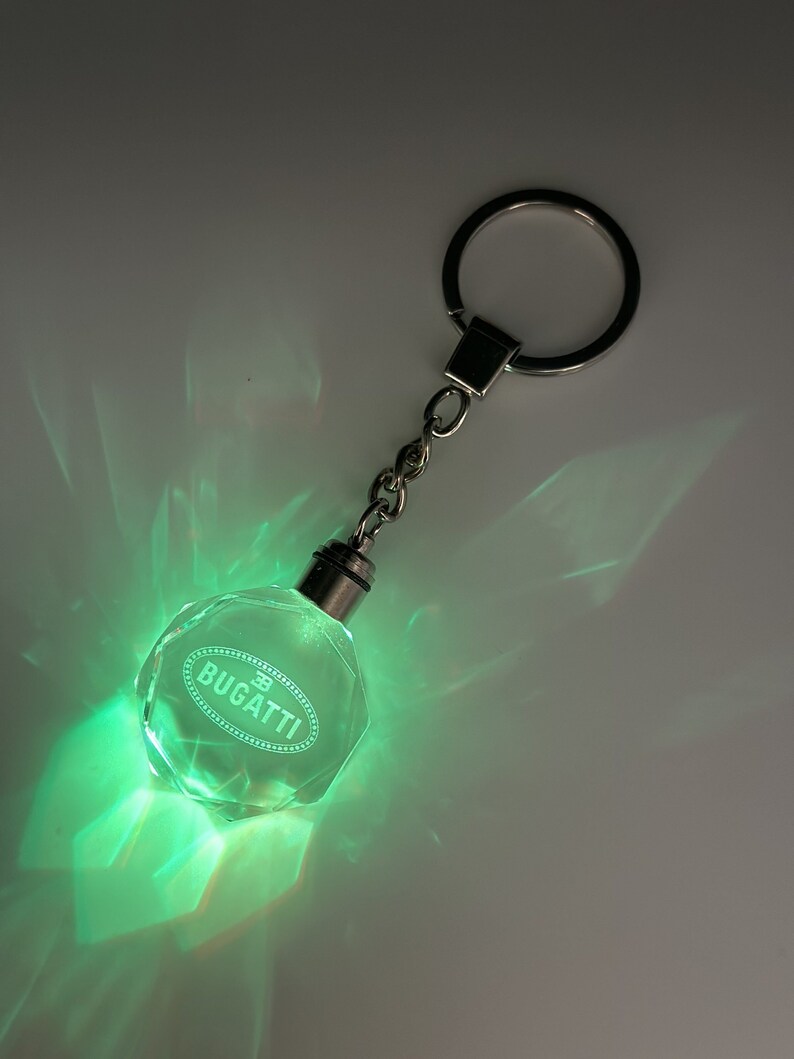Bugatti Logo LED Crystal Light Keychain Cute Gift for Car Lovers ...