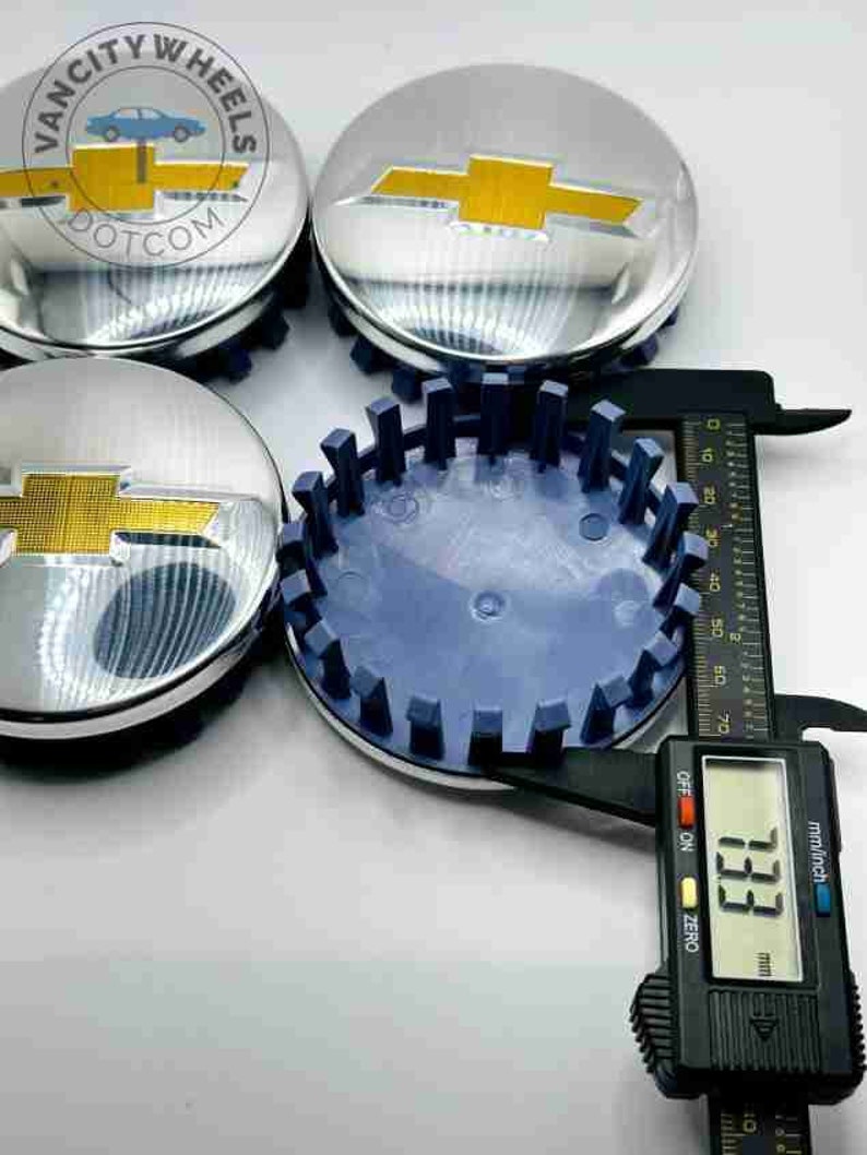 Set of 4 Chrome/gold Chevrolet Alloy Wheel Center Caps 83mm, Chrome ...