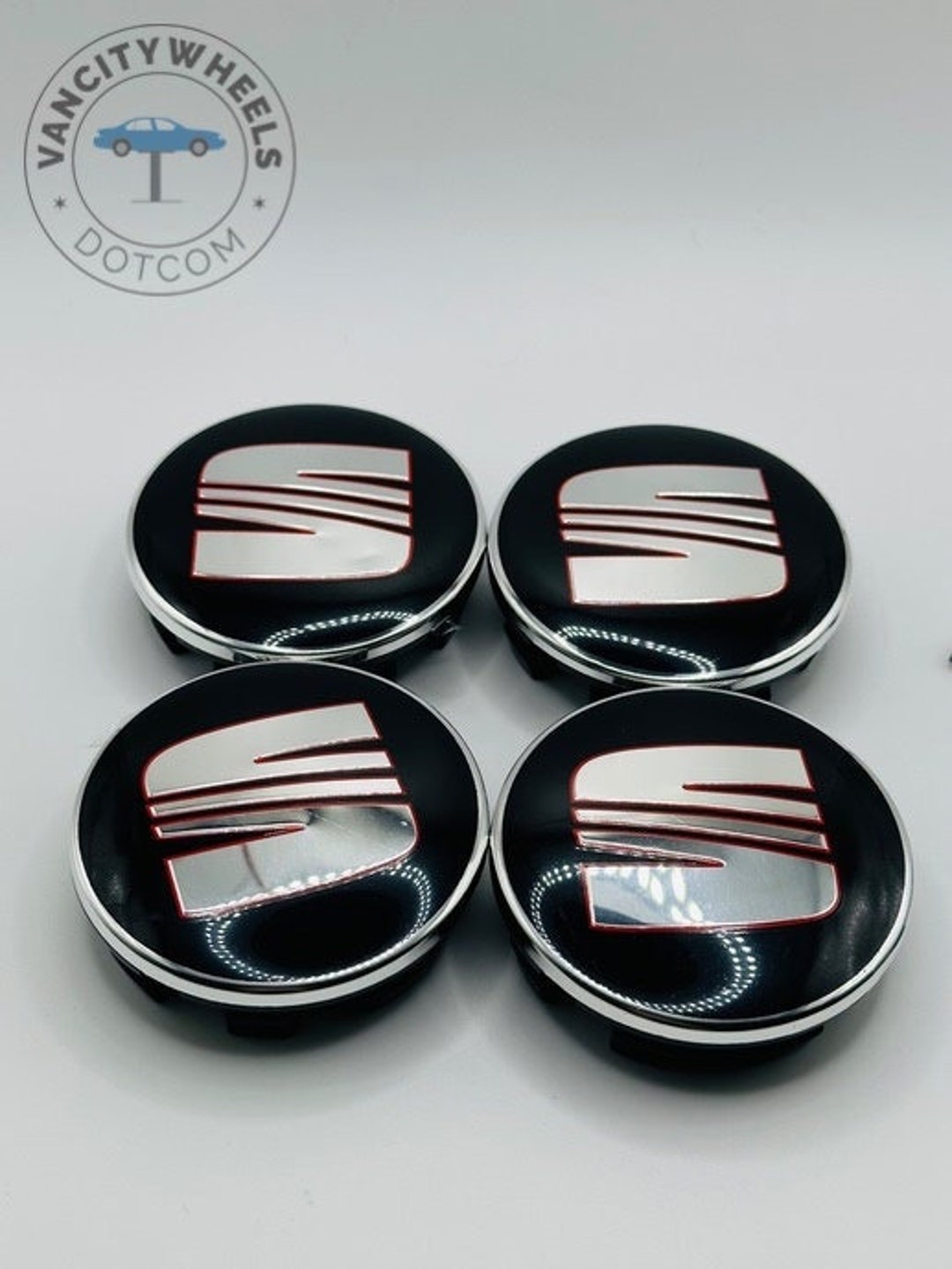 Set of 4 Seat Black/silver Alloy Wheel Center Caps 63mm, Center Hub ...