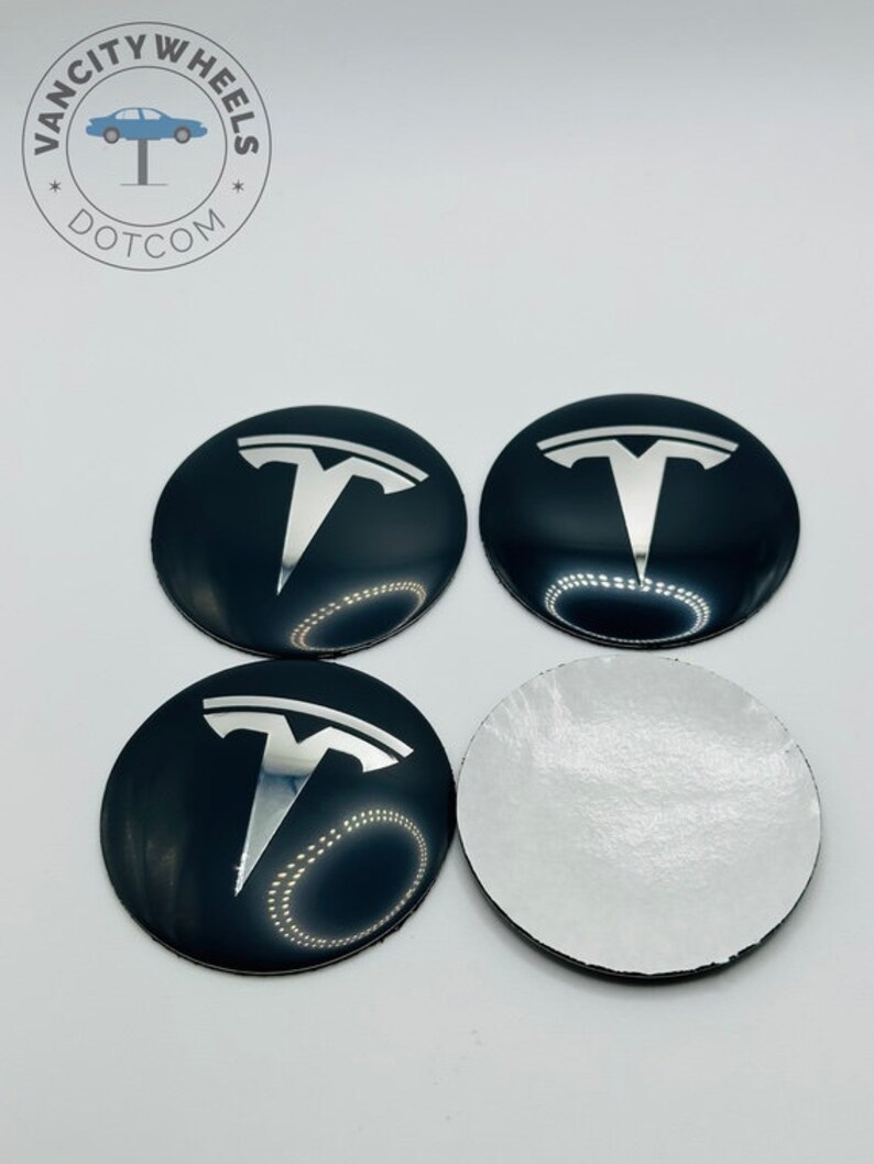 65mm 4PCS Tesla Wheel Caps Stickers Emblems Fits 68mm 75mm 138mm Wheel ...