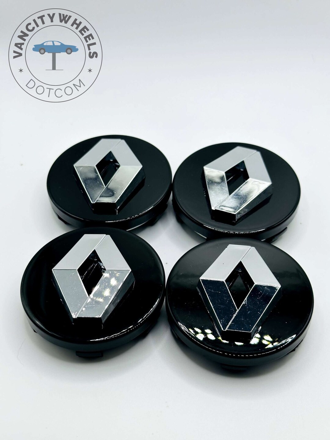 Set of 4 Black/silver Renault Alloy Wheel Center Caps 59mm, Black ...