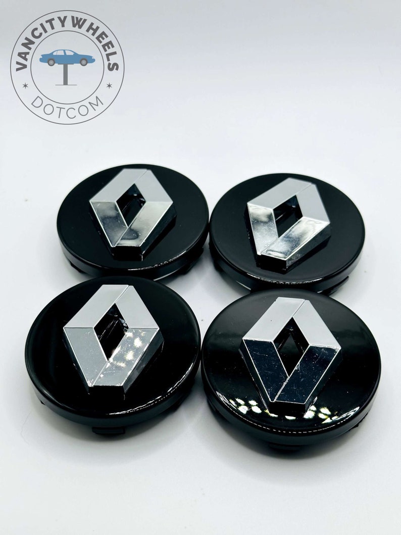 Set of 4 Black/silver Renault Alloy Wheel Center Caps 59mm, Black ...
