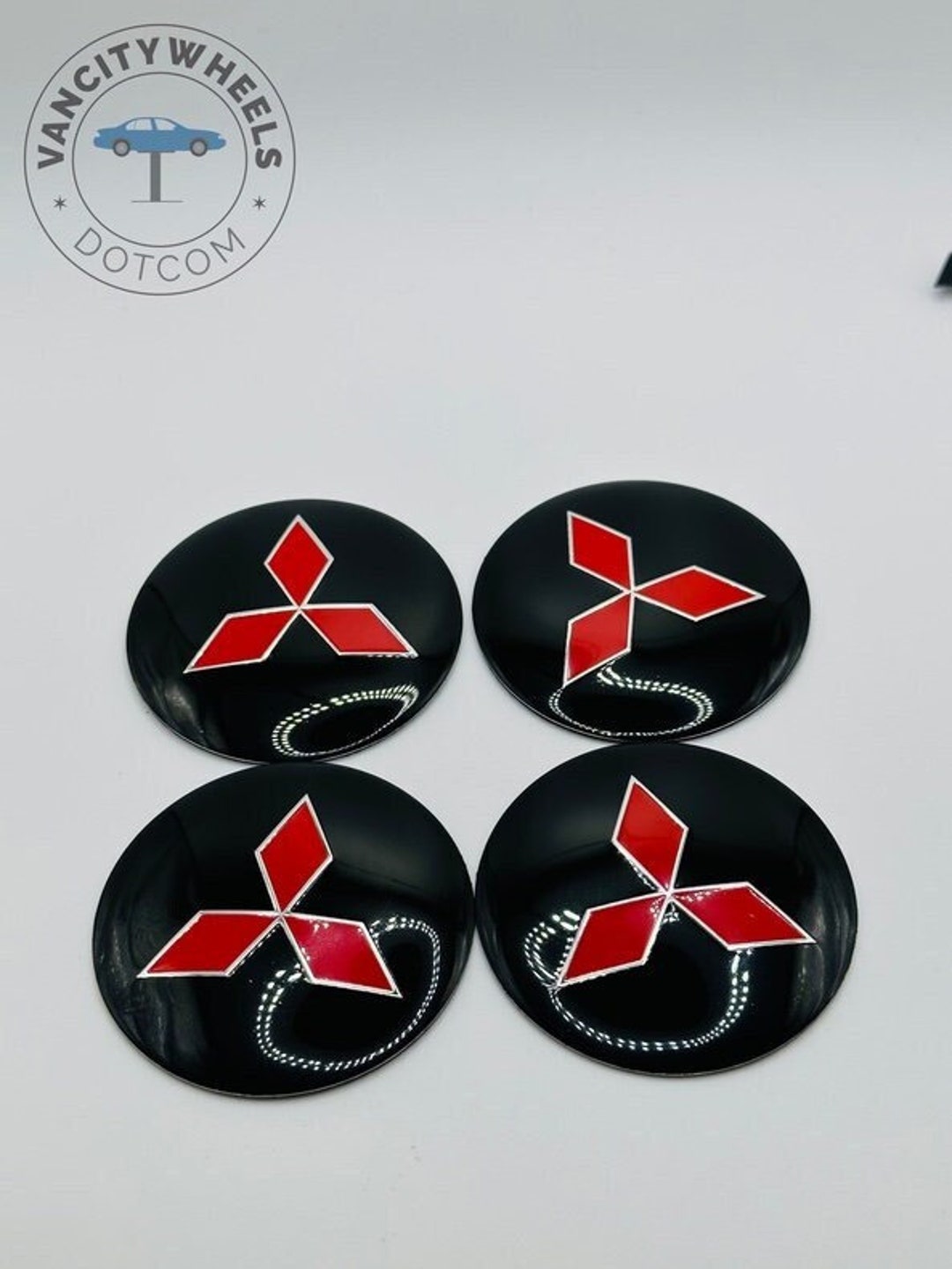 65mm 4PCS Mitsubishi Wheel Caps Stickers Emblems Fits 68mm 75mm 138mm ...