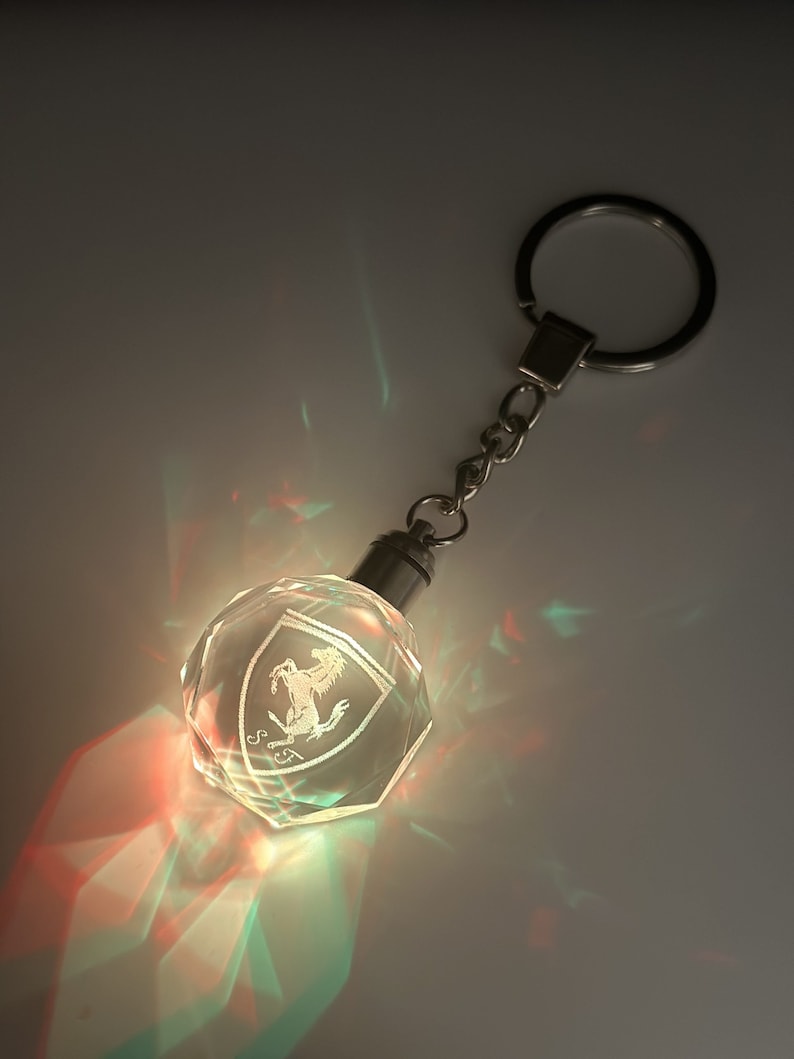 Ferrari Logo LED Crystal Light Cute Keychain Gift for Car - Etsy