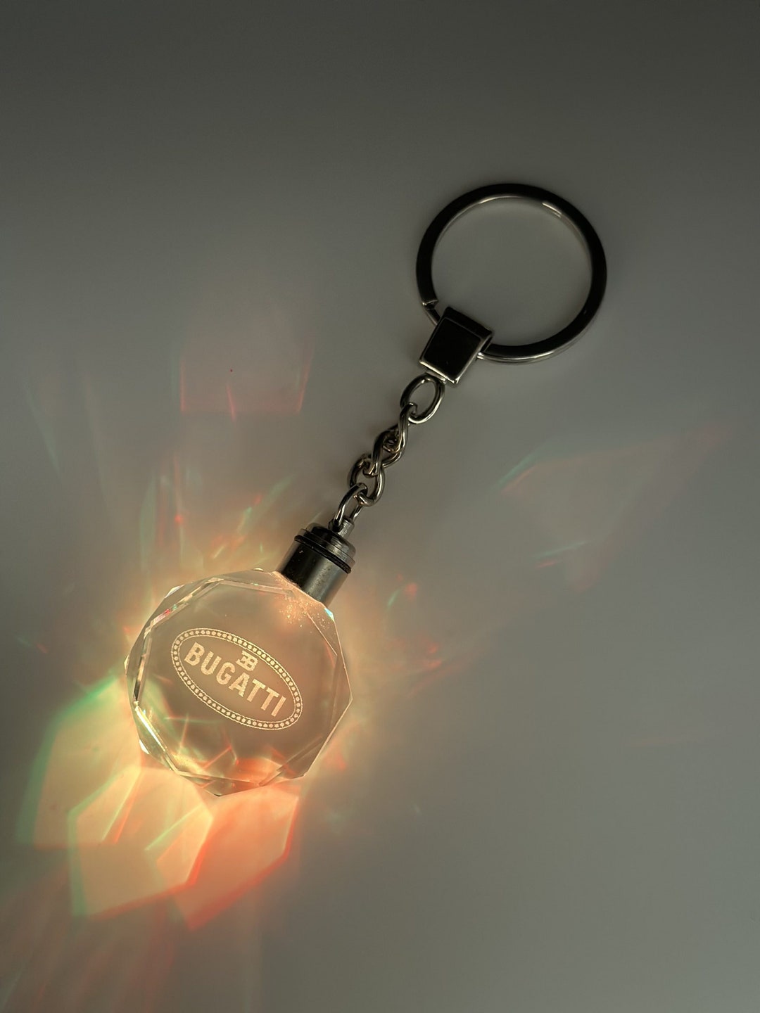 Bugatti Logo LED Crystal Light Keychain Cute Gift for Car Lovers ...