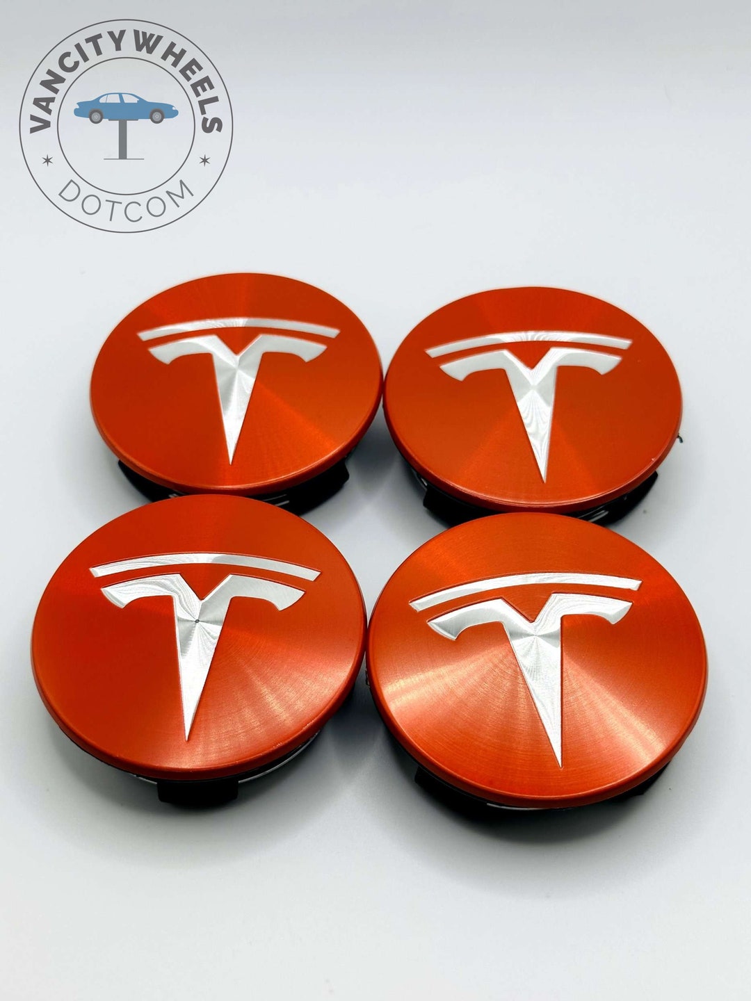 Set of 4 Red/silver Tesla Alloy Wheel Center Caps 57mm - Etsy