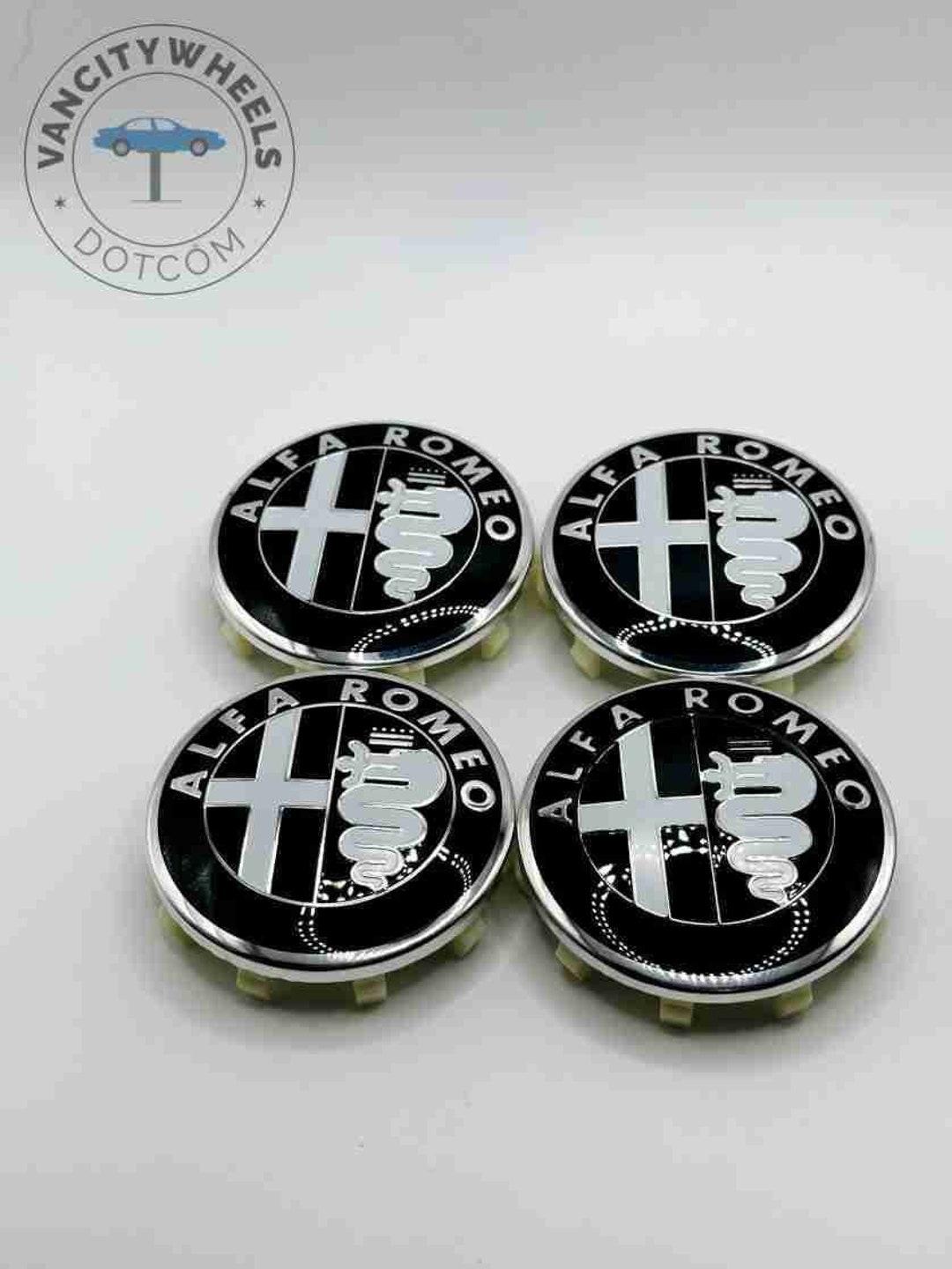 Set of 4 Black/white Alfa Romeo Alloy Wheel Center Caps 60mm, Black ...