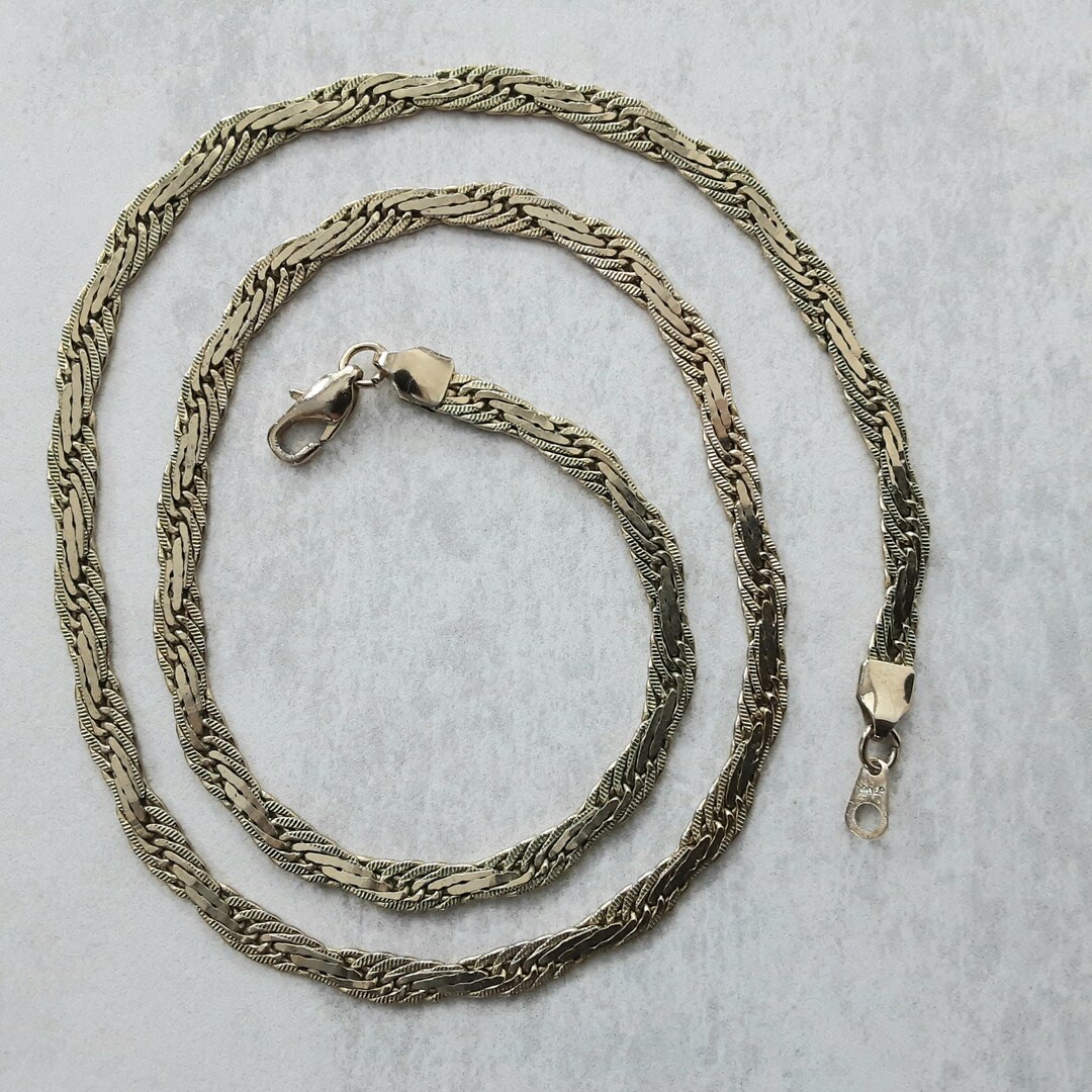 Vintage Braided Flat Chain, Gold Tone, 22 - Etsy