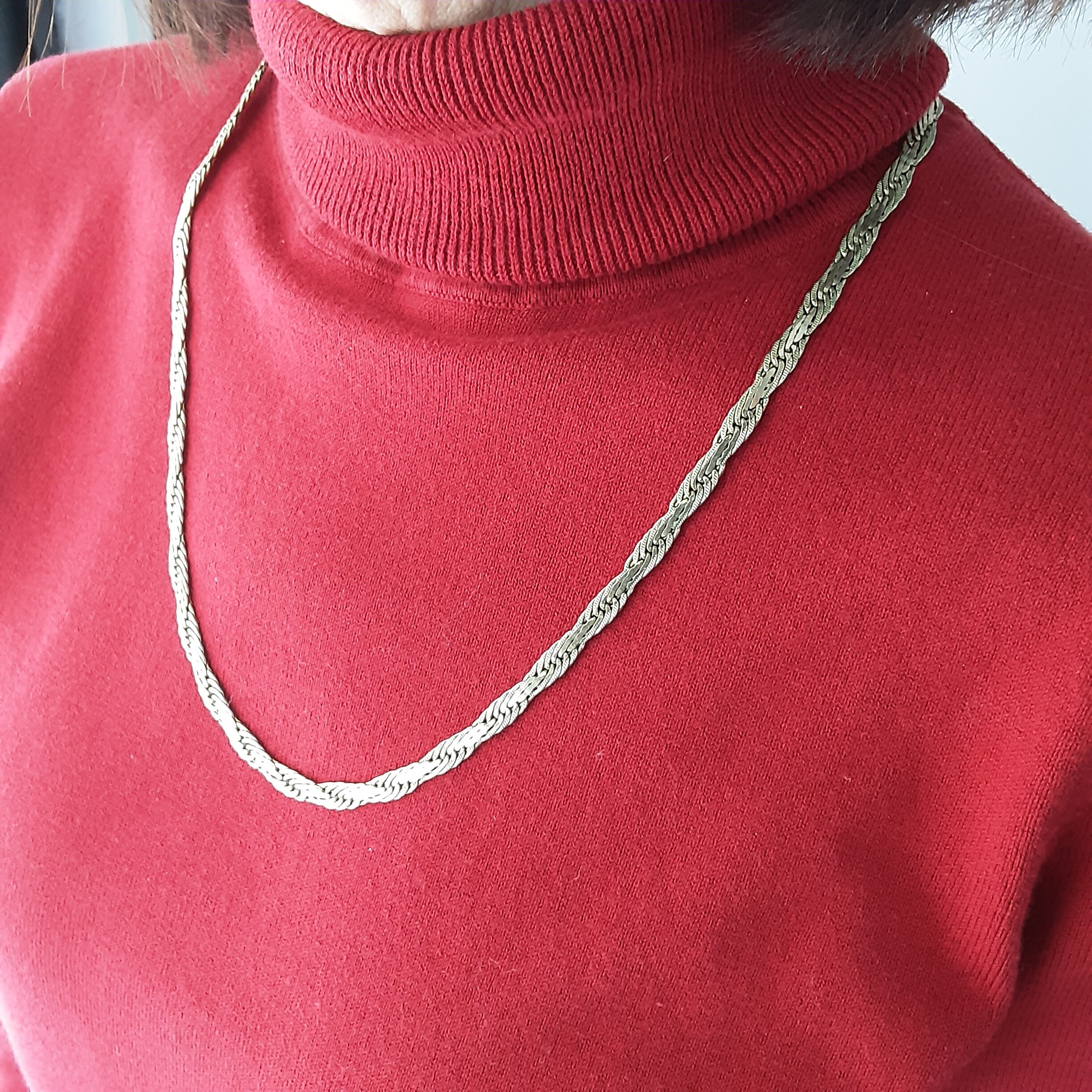 Vintage Braided Flat Chain, Gold Tone, 22 - Etsy