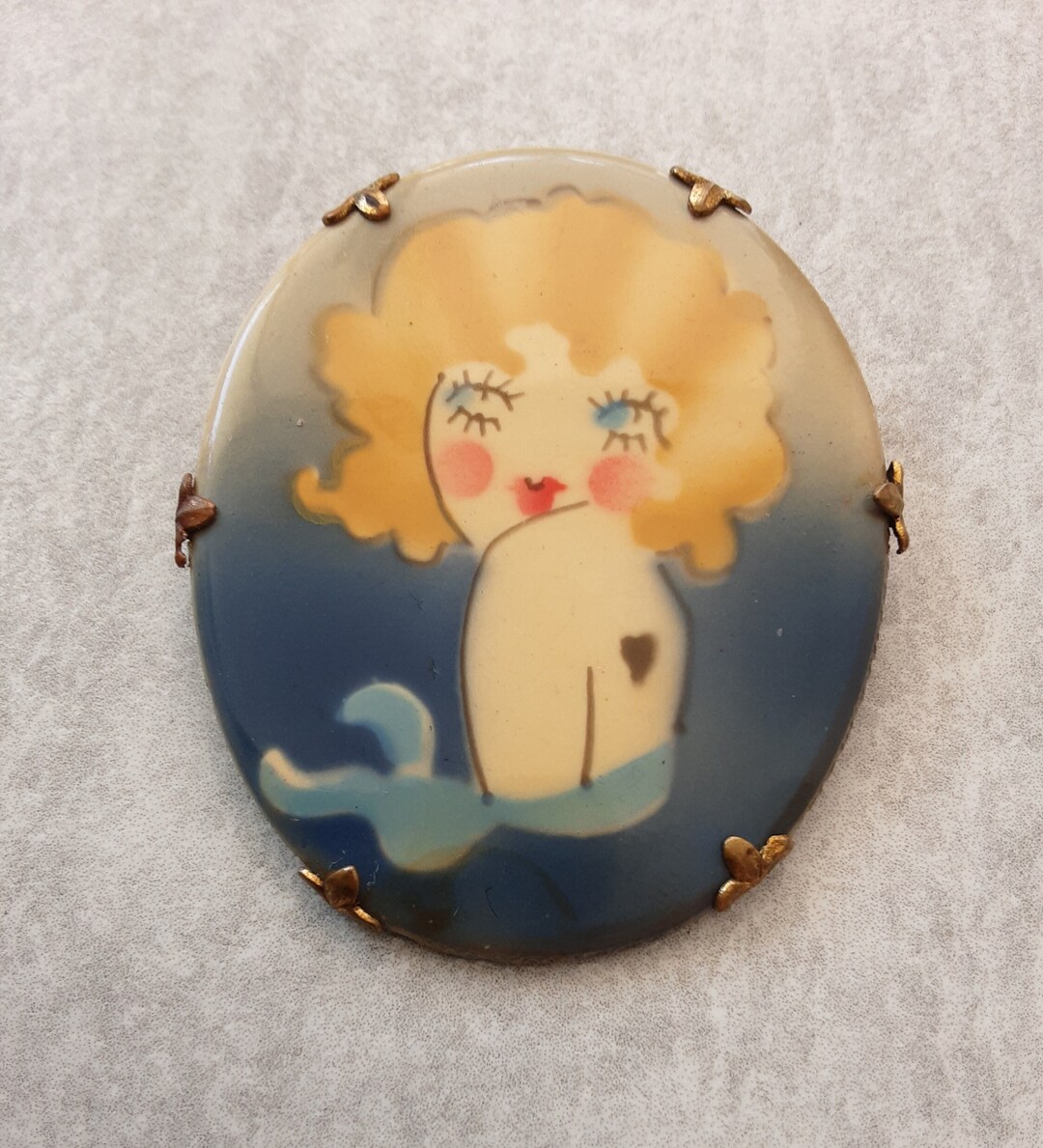 Vintage Flapper Girl Celluloid Brooch Gold Tone Back C-clasp 1920s Era ...