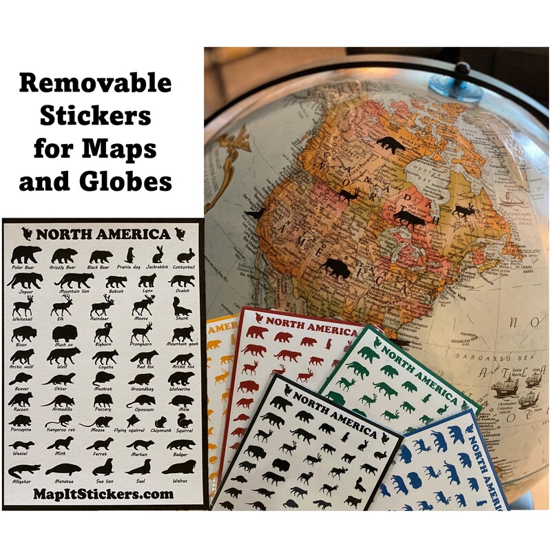 Stickers of the Continents - Etsy